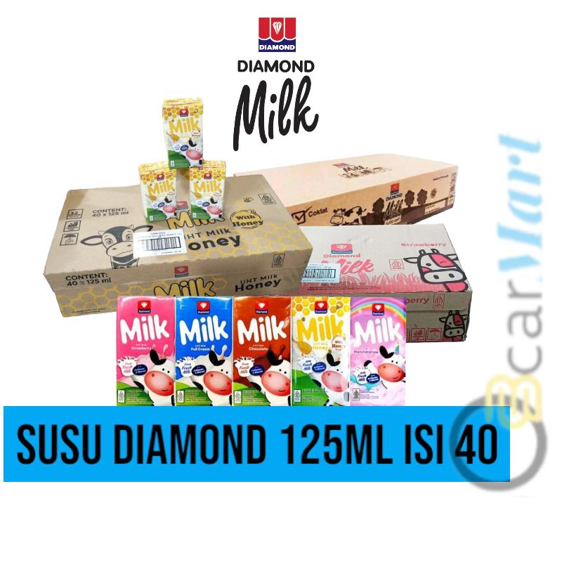Jual Susu DIAMOND 125 ml 1 Dus Susu UHT Full Cream Coklat Strawberry ...