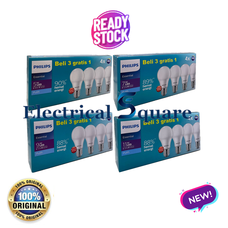 Jual Lampu LED Philips Paket 5 7 9 11 Watt W Multipack Essential Ess 5W ...