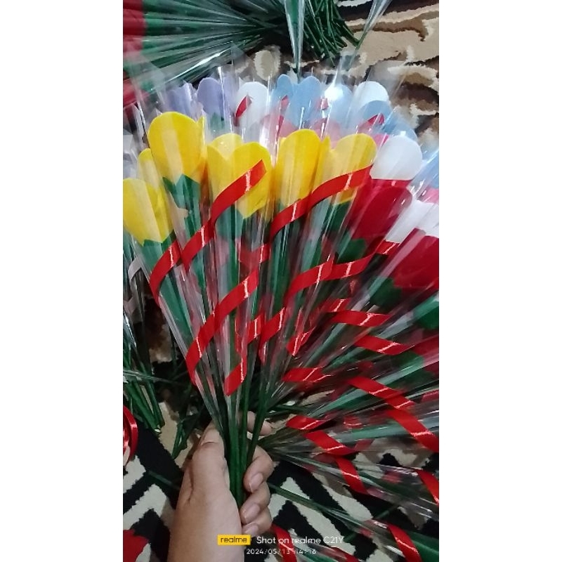 Jual READY STOK!!!Bunga Mawar Flanel Gratis Bungkus Plastik pita ...