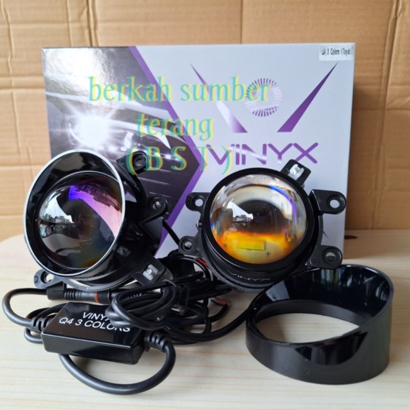 Jual biled foglamp vinyx Q4 3 warna hi lo beam blue lens ukuran 3 inch harga sepasang honda ...
