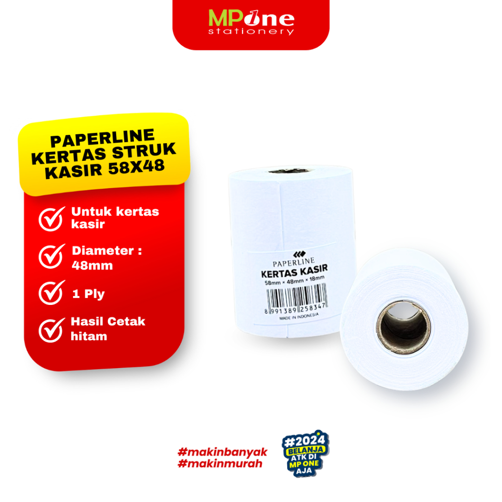 Jual Paperline Kertas Thermal Kasir HVS Ukuran 58x48mm 1PLY / Kertas ...