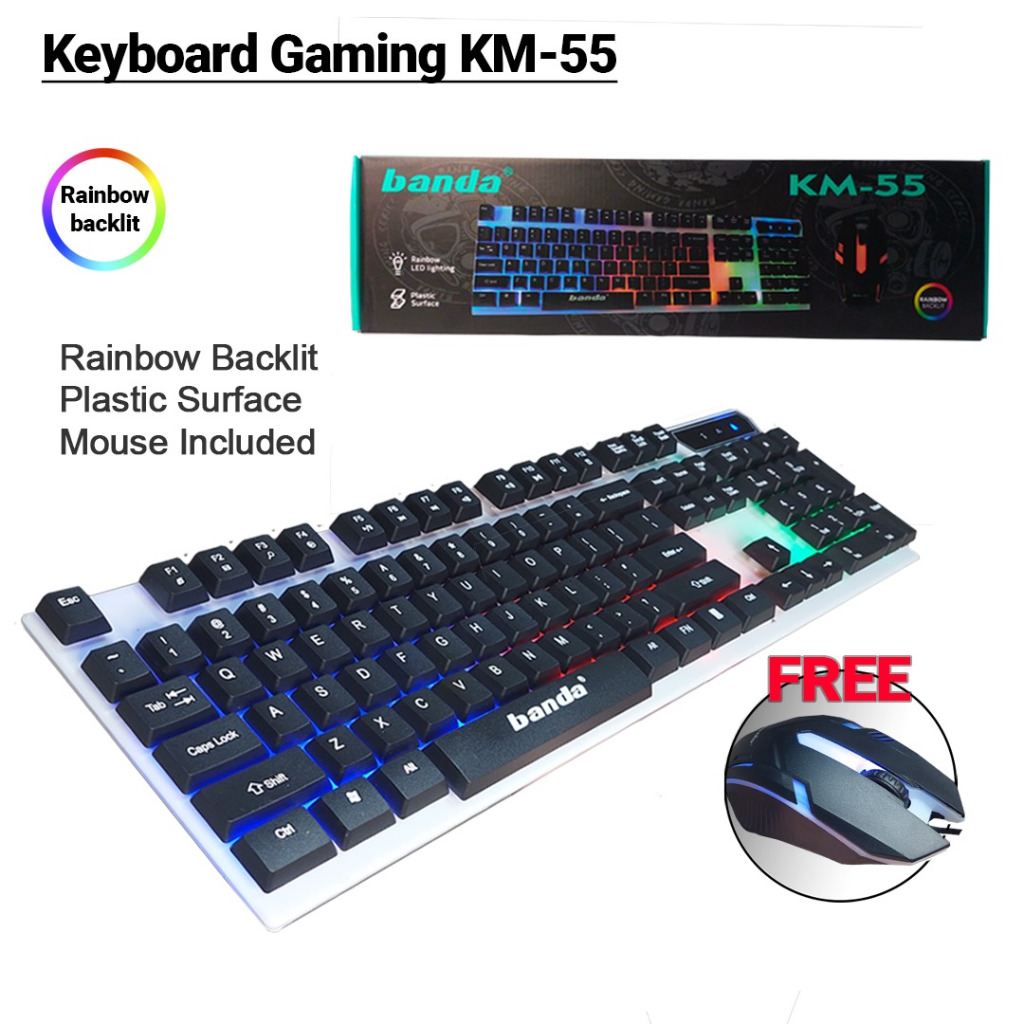 Jual Gaming Keyboard + Mouse - Keyboard Gaming dilengkapi Mouse - KM 55 ...