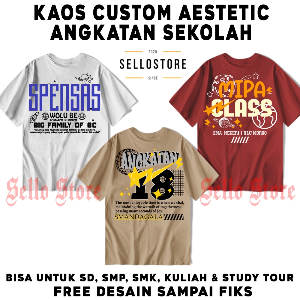 Jual Kaos Angkatan Sekolah Aesthetic Kaos Custom Kelas Sekolah Sablon Satuan Dtf Printing Cotton ...