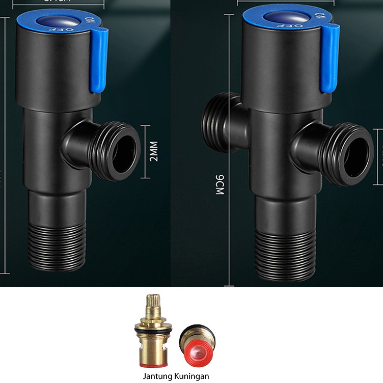 Jual YUt Stop Kran Shower Stainless SUS34 Hitam On Off Drat Inci ...