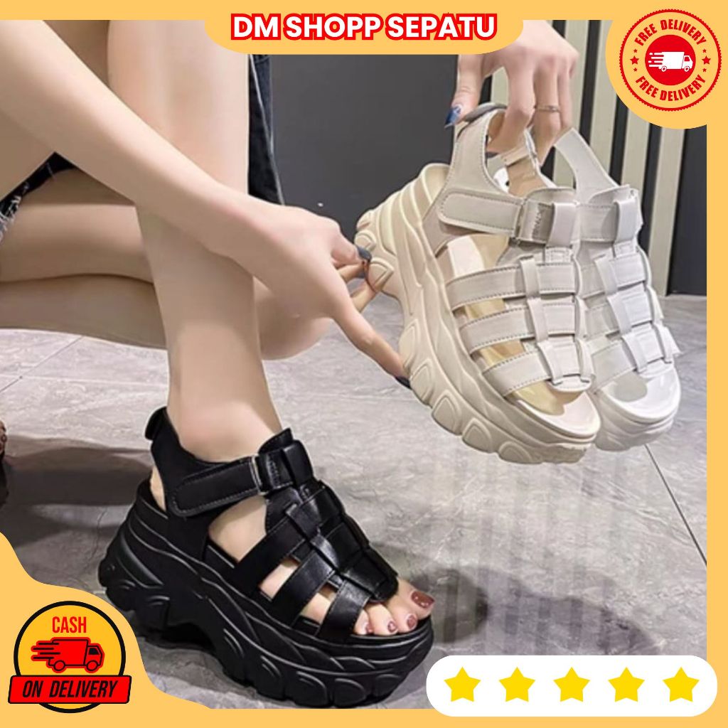 Jual DM-SHOPP Sendal Wedges Wanita Casual Hak 6 CM Model Tali kepang ...