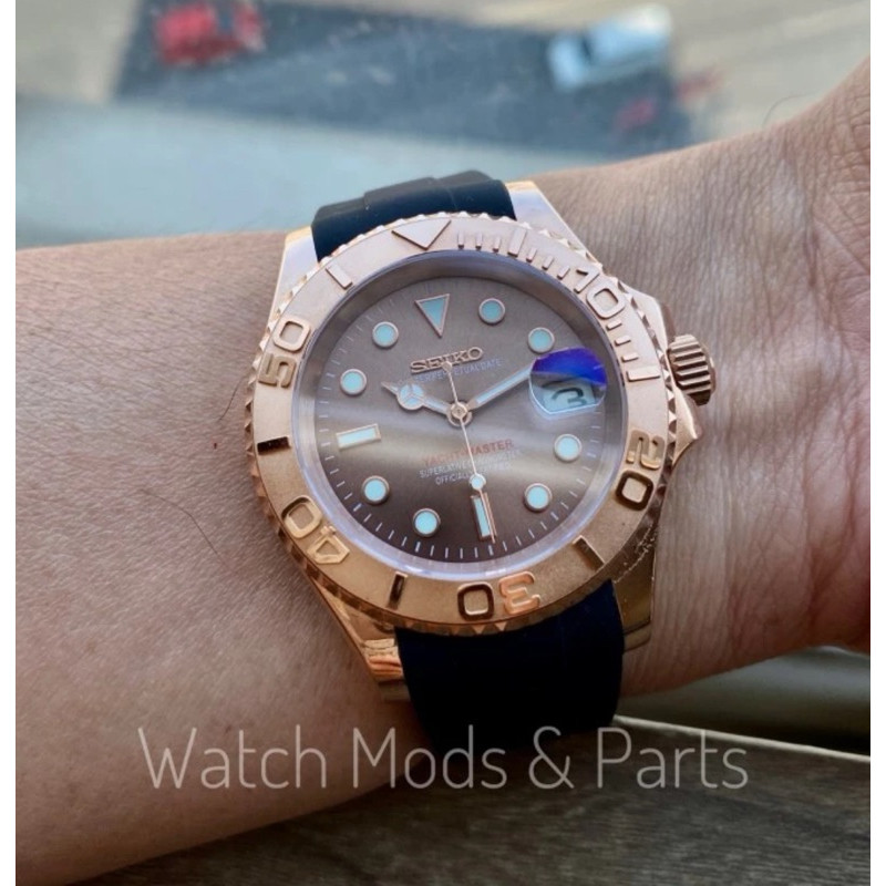 Jual WMNP Seiko Mod WMNP Seiko Mod YachtMaster Brown RoseGold Case with ...