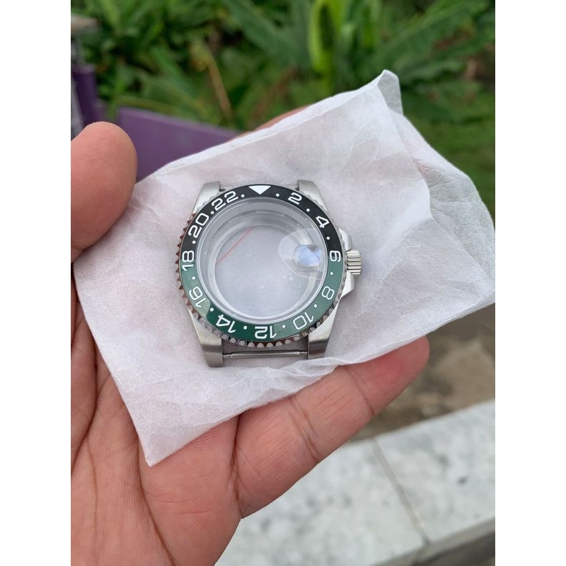 Jual case jam tangan hitam hijau stell 316L 40mm lug strap 20mm ...