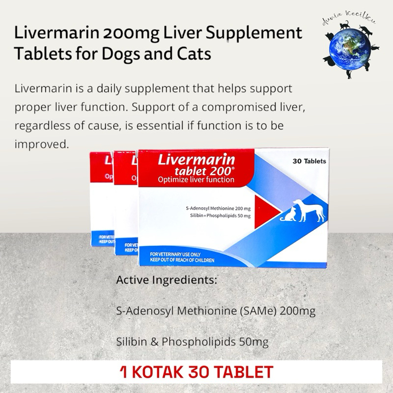 Jual Livermarin Tablet 200 Mg Liver Supplement For Cats & Dogs ...