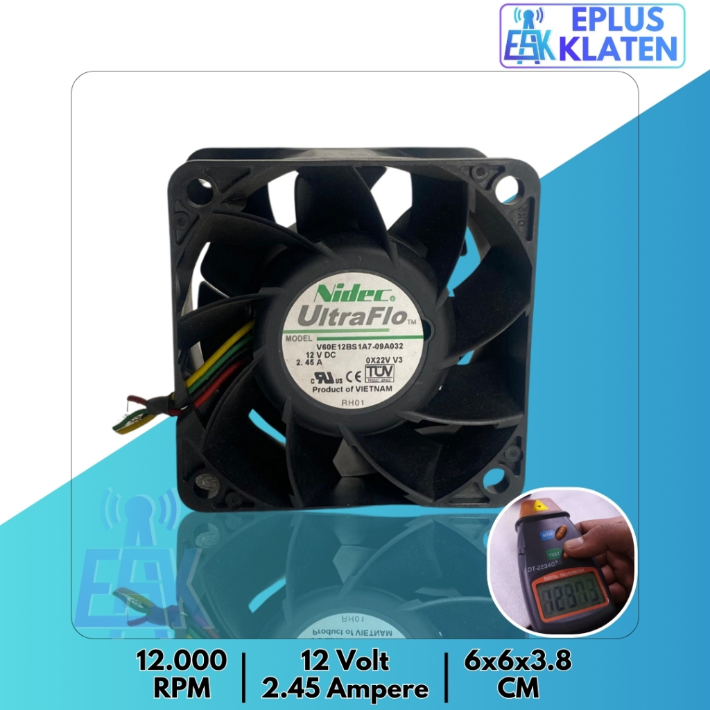 Jual Kipas dc Nidec UltraFlo 12V highspeed 6cm 2.45A 6x6cm super ...