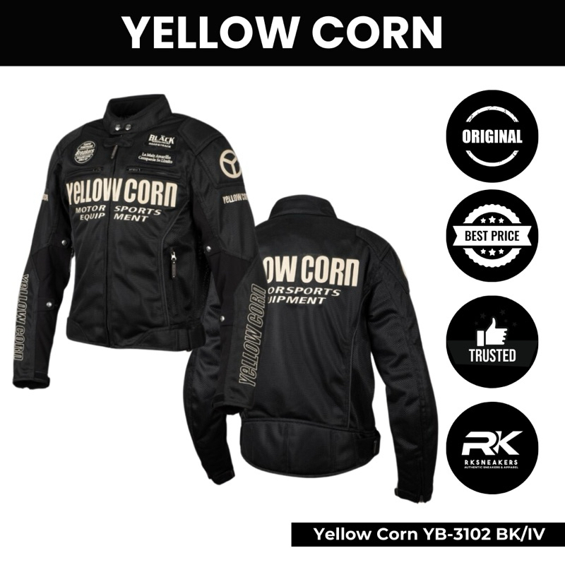 Jual Jaket Motor Yellow Corn YB-3102 Black Ivory | Shopee Indonesia