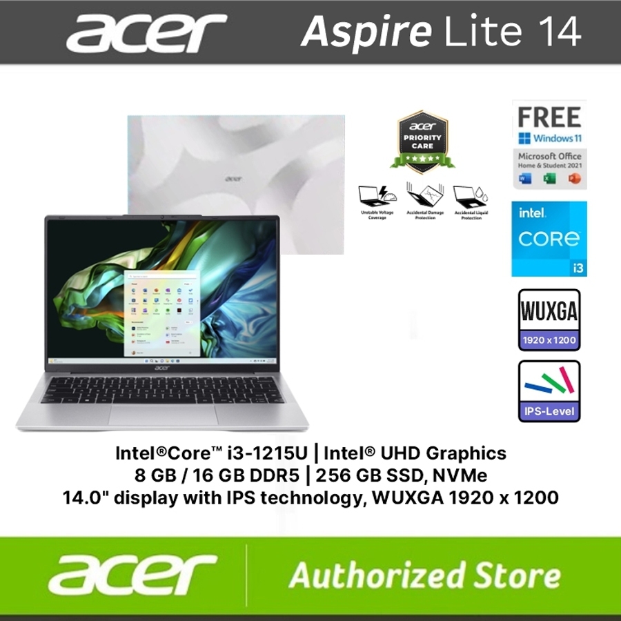 Jual ACER Aspire Lite AL14-51M-31Y7 Intel Core i3-1215U 8GB 256GB SSD 14″ WUXGA Win 11 Home OHS ...