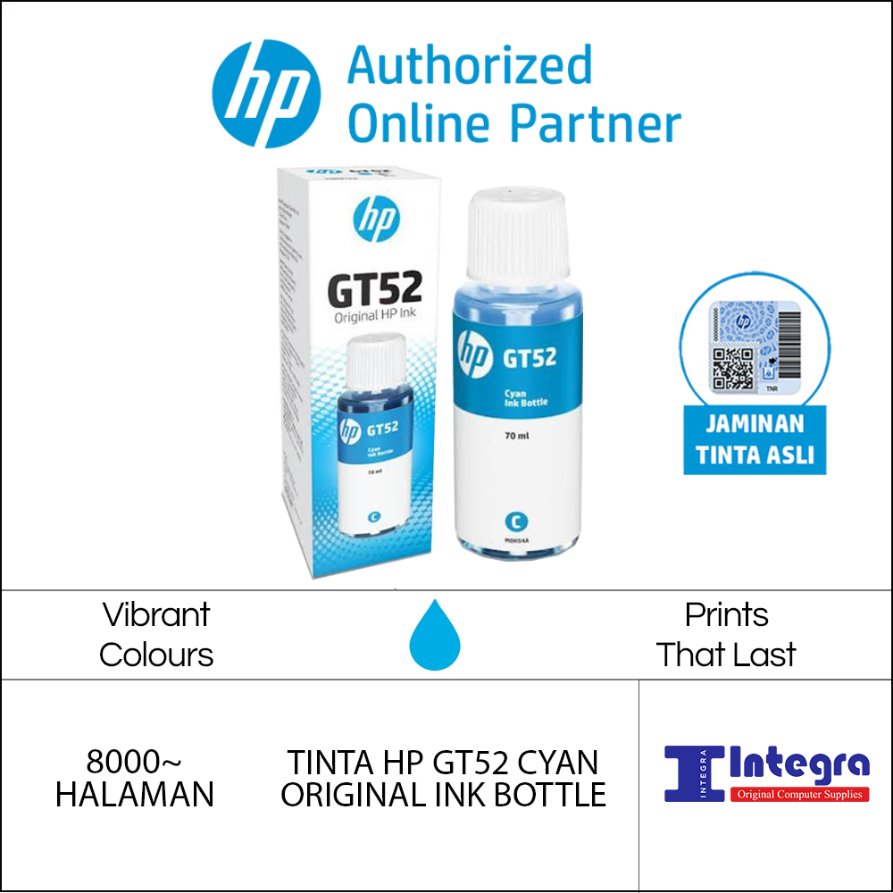 Jual Tinta HP GT 52 | GT52 Cyan Original Ink Bottle - M0H54AA for ...