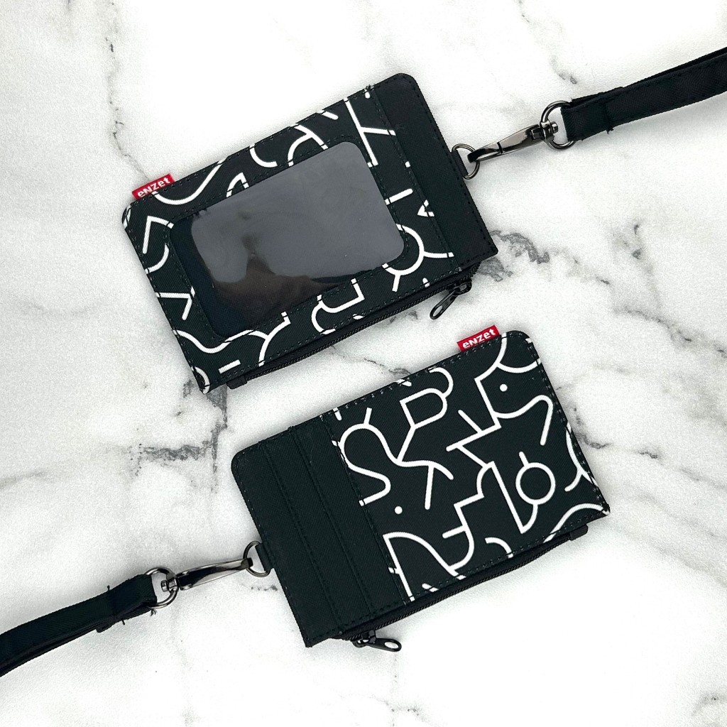 Jual ID card holder hanging wallet name tag kartu lanyard zipper kain ...