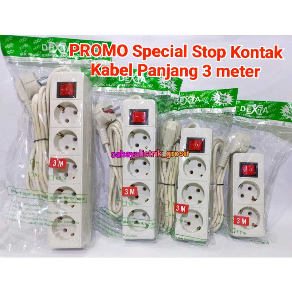 Jual Dexta PROMO Special Terminal Stop Kontak+Kabel Dexta Hijau 3 meter ...