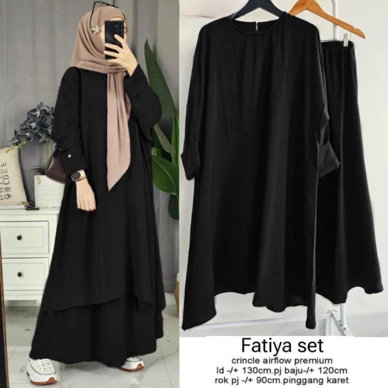 Jual NEW FATIYA SET ROK ABAYA CRINKLE AIRFLOW FIT TO XL // SET ROK ...