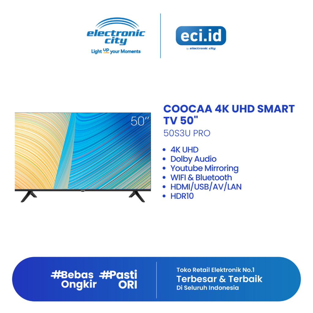 Jual Coocaa 50 Inch UHD Smart TV - 50S3U PRO | Shopee Indonesia