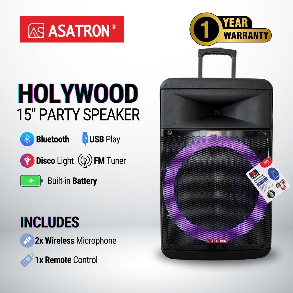 Jual Asatron Hollywood 15 Inch Bluetooth Party Speaker | Shopee Indonesia