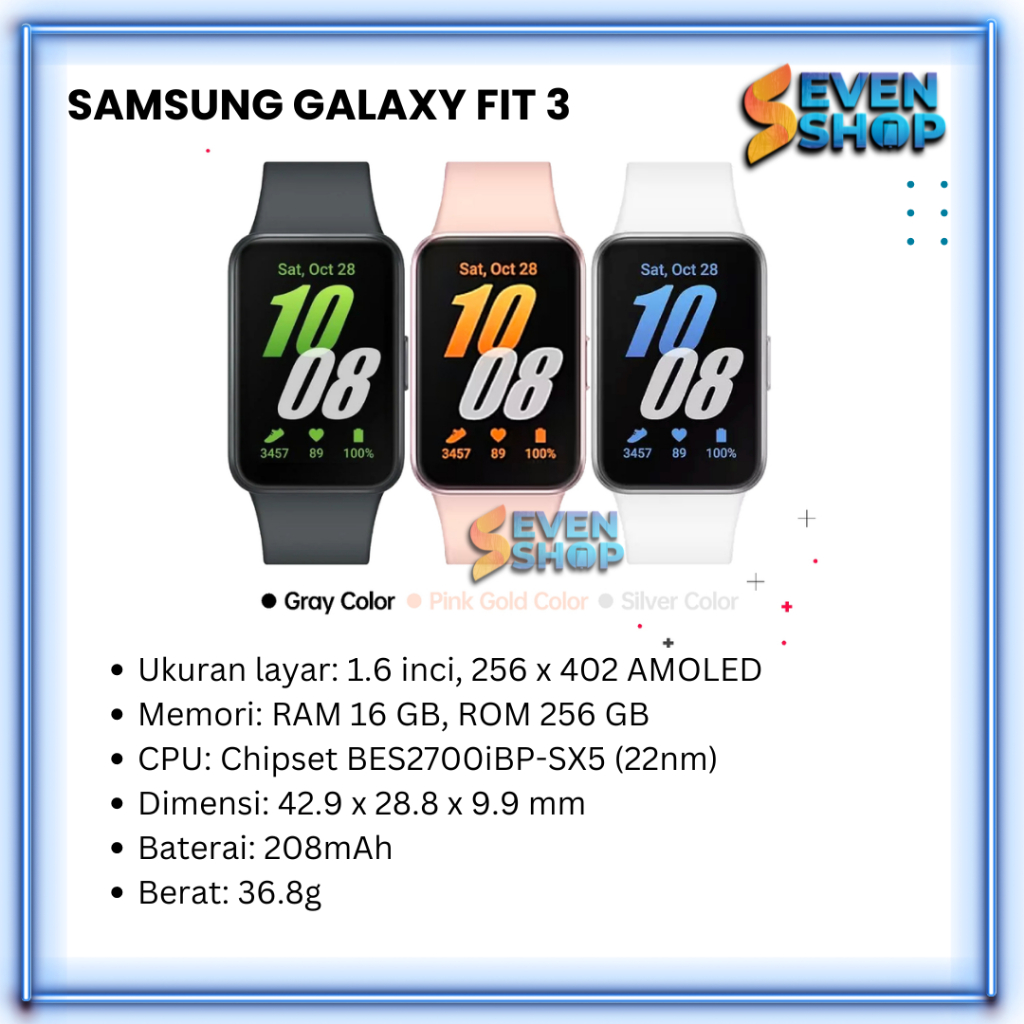 Jual Samsung Galaxy Fit 3 Smartwatch Garansi Resmi | Shopee Indonesia