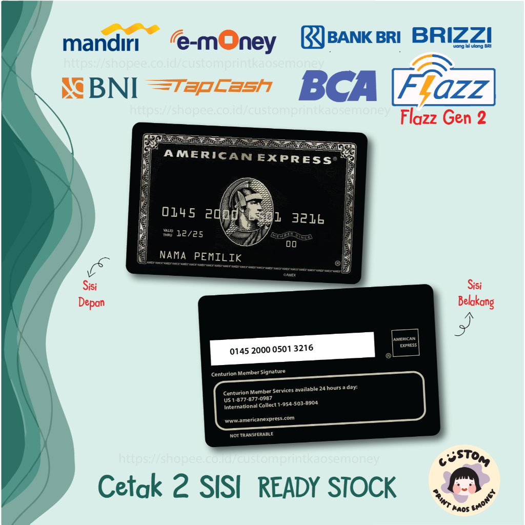 Jual KARTU E MONEY E TOLL KREDIT CARD AMEX BLACK AMERICAN EXPRESS HITAM ...