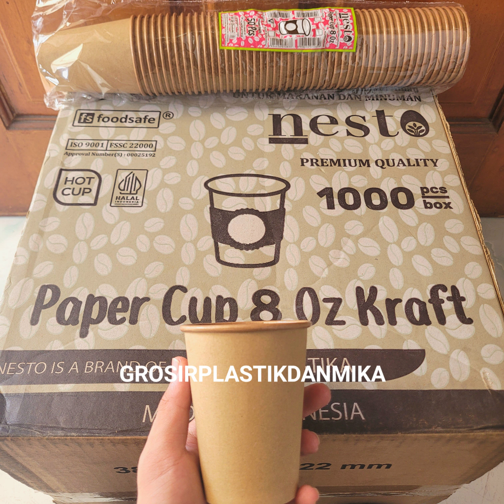Jual BROWN PAPER CUP SIZE 8 OZ 8 OZ POLOS KRAFT GELAS KOPI COKLAT