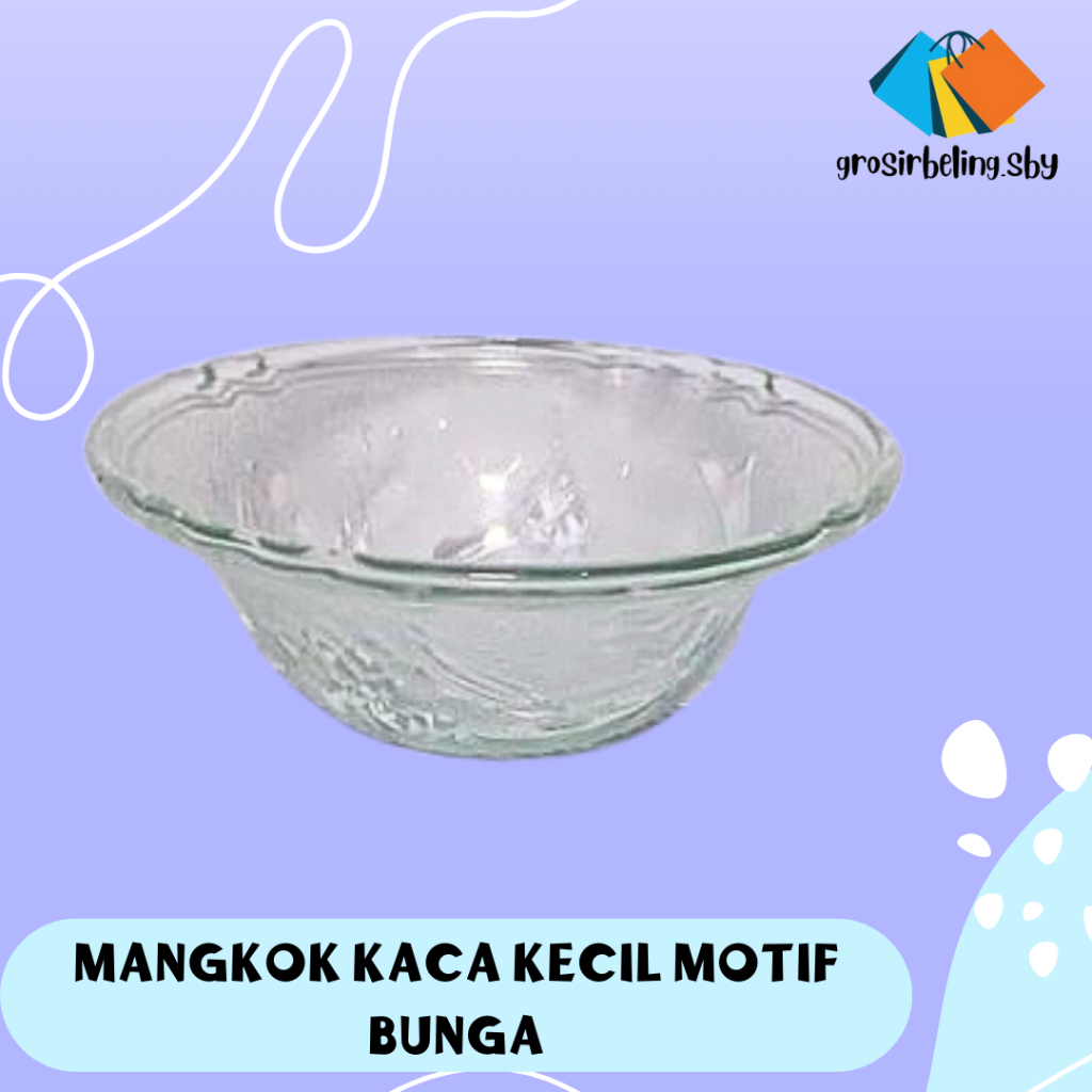 Jual Mangkok Kaca Beling Kecil Motif Bunga / Mangkuk Tempat Sambal/Saus ...
