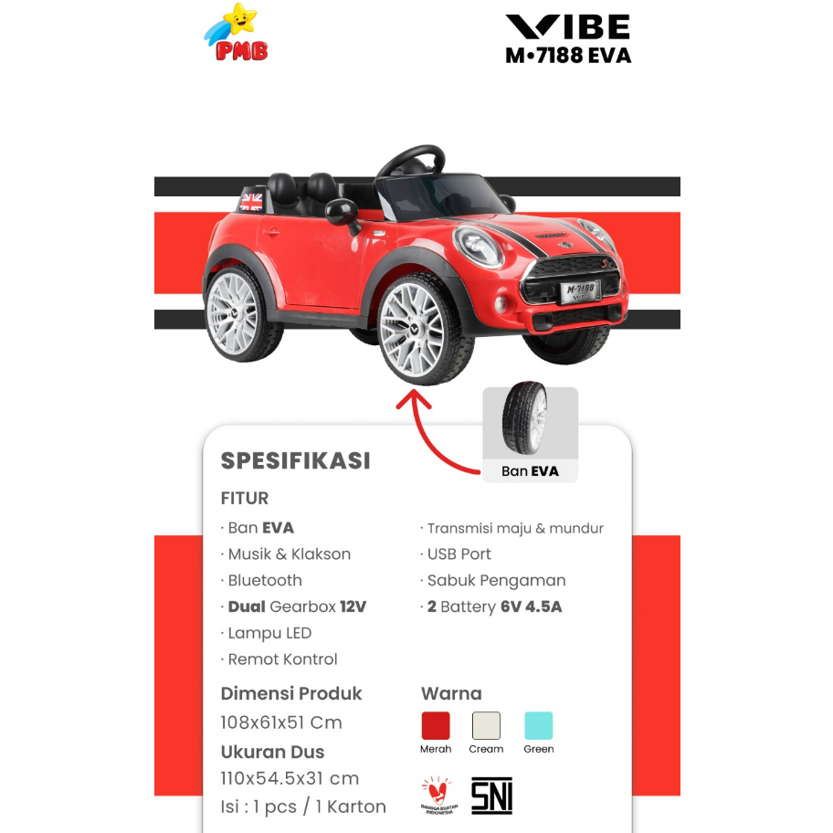 Jual Mobil Aki Anak Mini Cooper By PMB M7188 Mobilan Anak PMB M-7188 ...