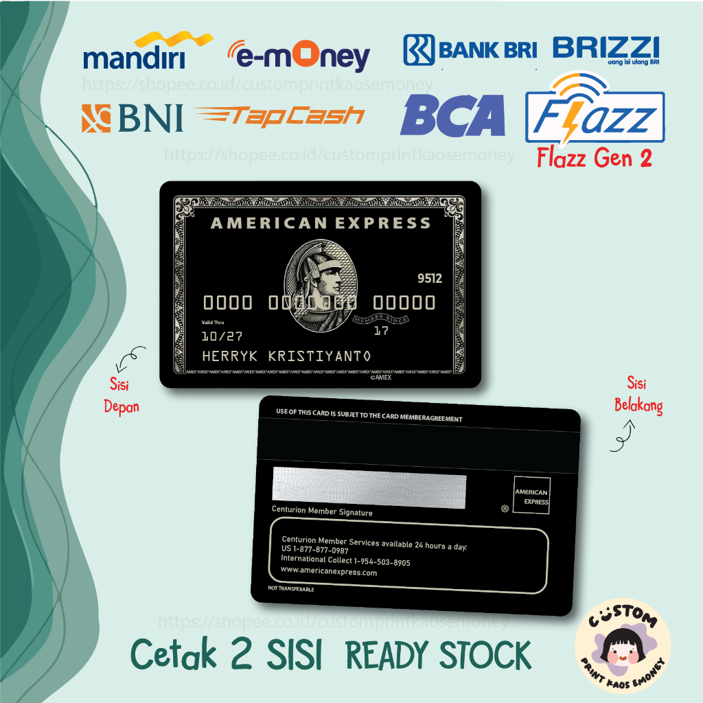 Jual KARTU E MONEY E TOLL KREDIT CARD AMERICAN EXPRESS BLACK AMEX CARD ...