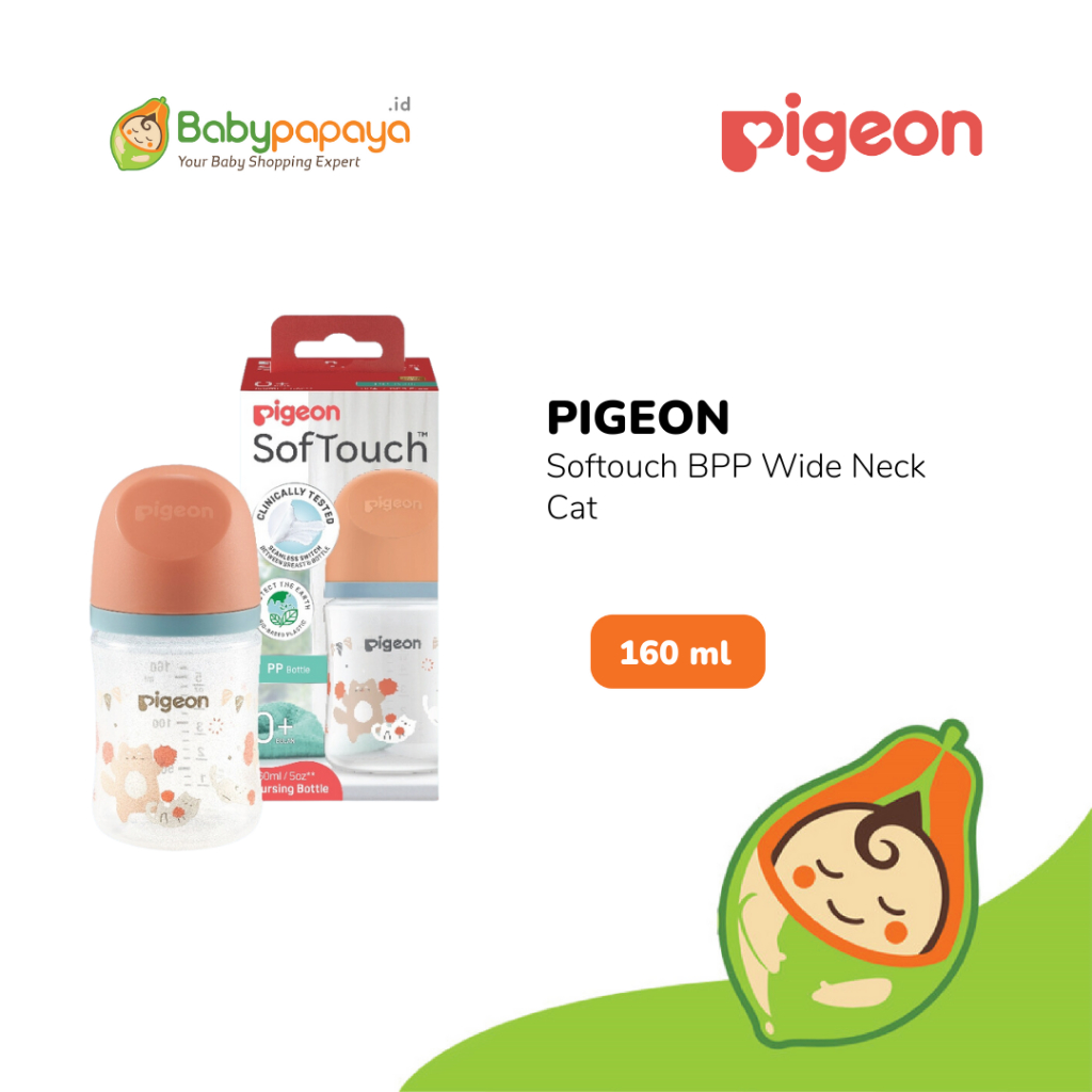 Jual PIGEON Botol BPP Wide Neck 160ml Kucing w/ SofTouch Nipple | Shopee Indonesia