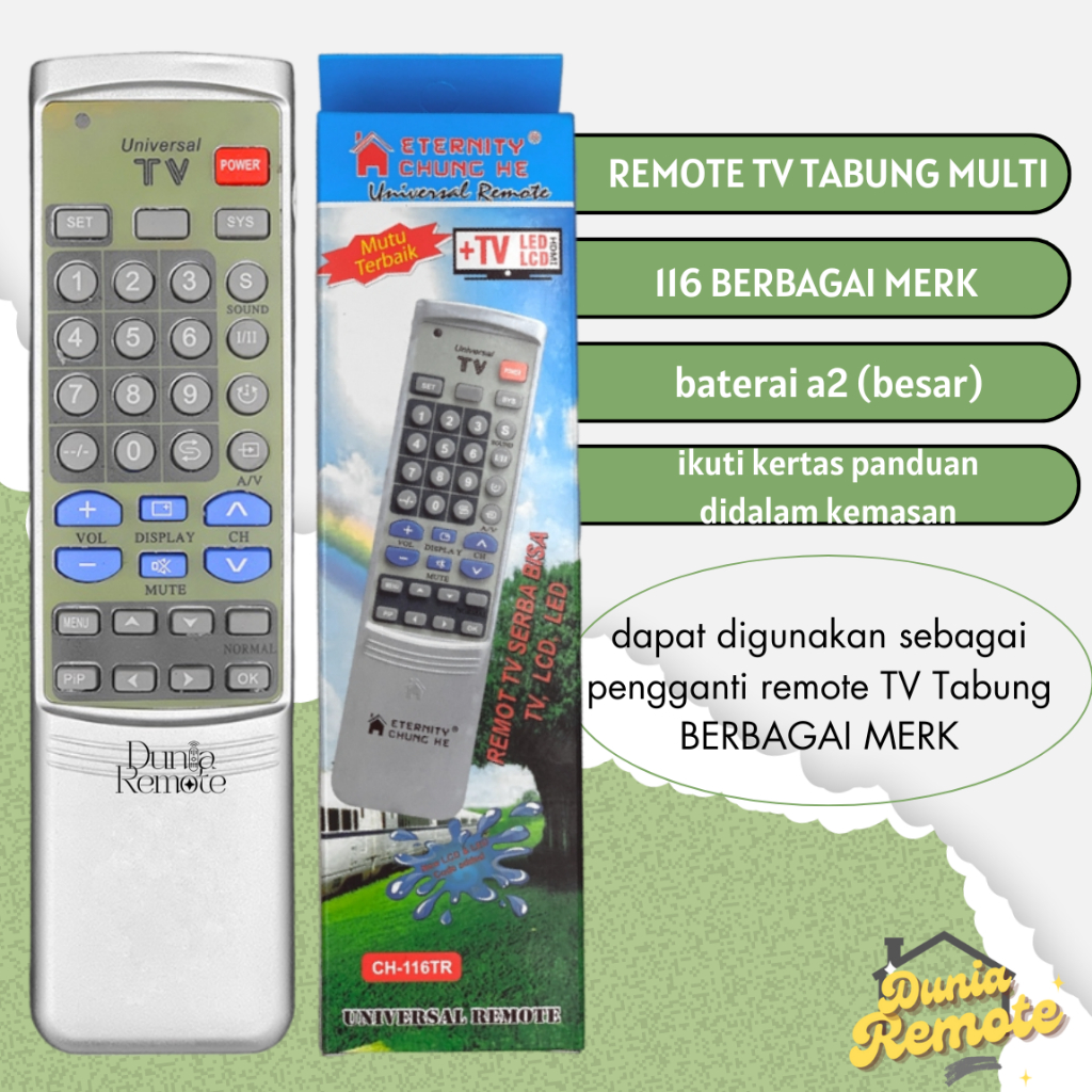 Jual Remote Remot TV TABUNG Multi Universal 116 Chung HE berbagai merk ((Toshiba, LG, Samsung ...