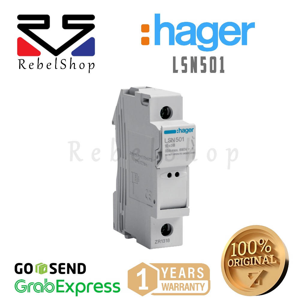 Jual Hager Fuse Carrier LSN501 1P 32A Rumah Fuse Keramik Link 10x38mm ...