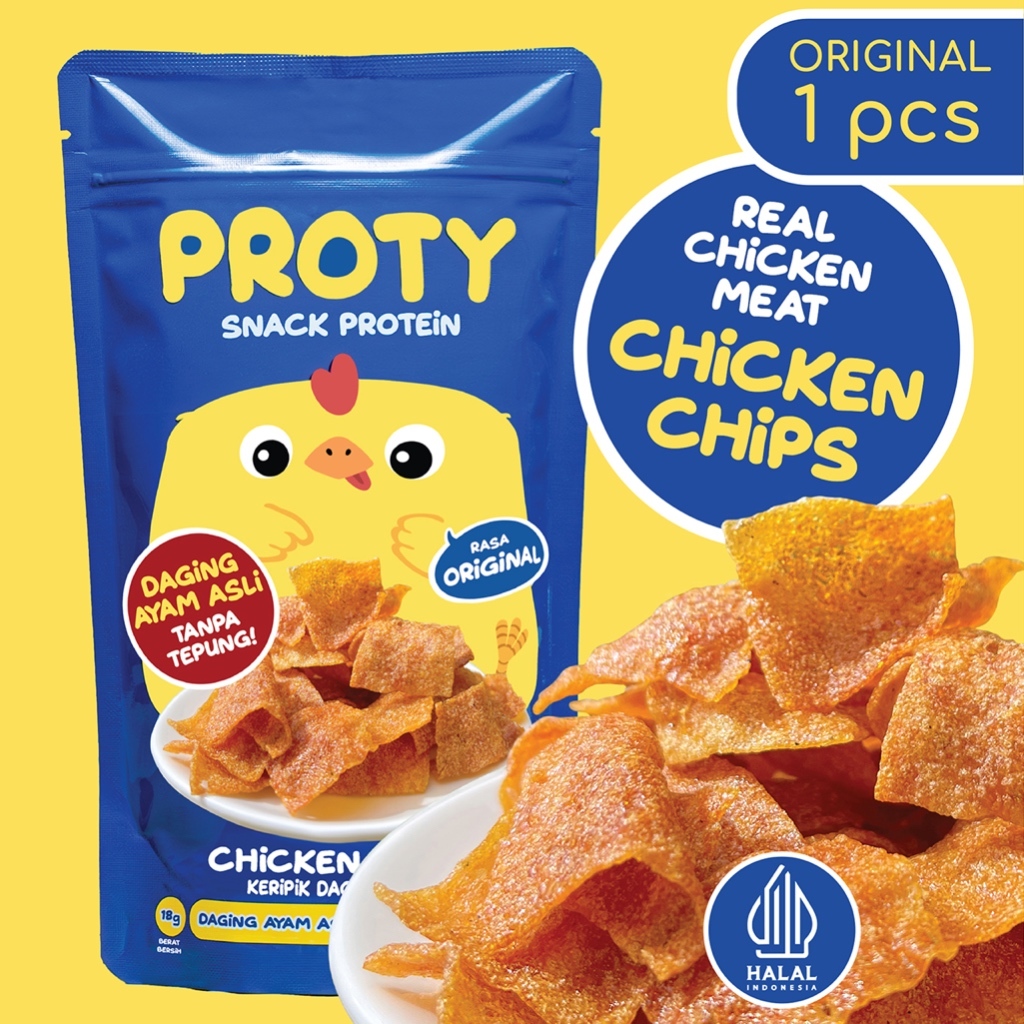 Jual PROTY - ORIGINAL Chicken Chips 18gr Keripik Daging Ayam Krispi ...