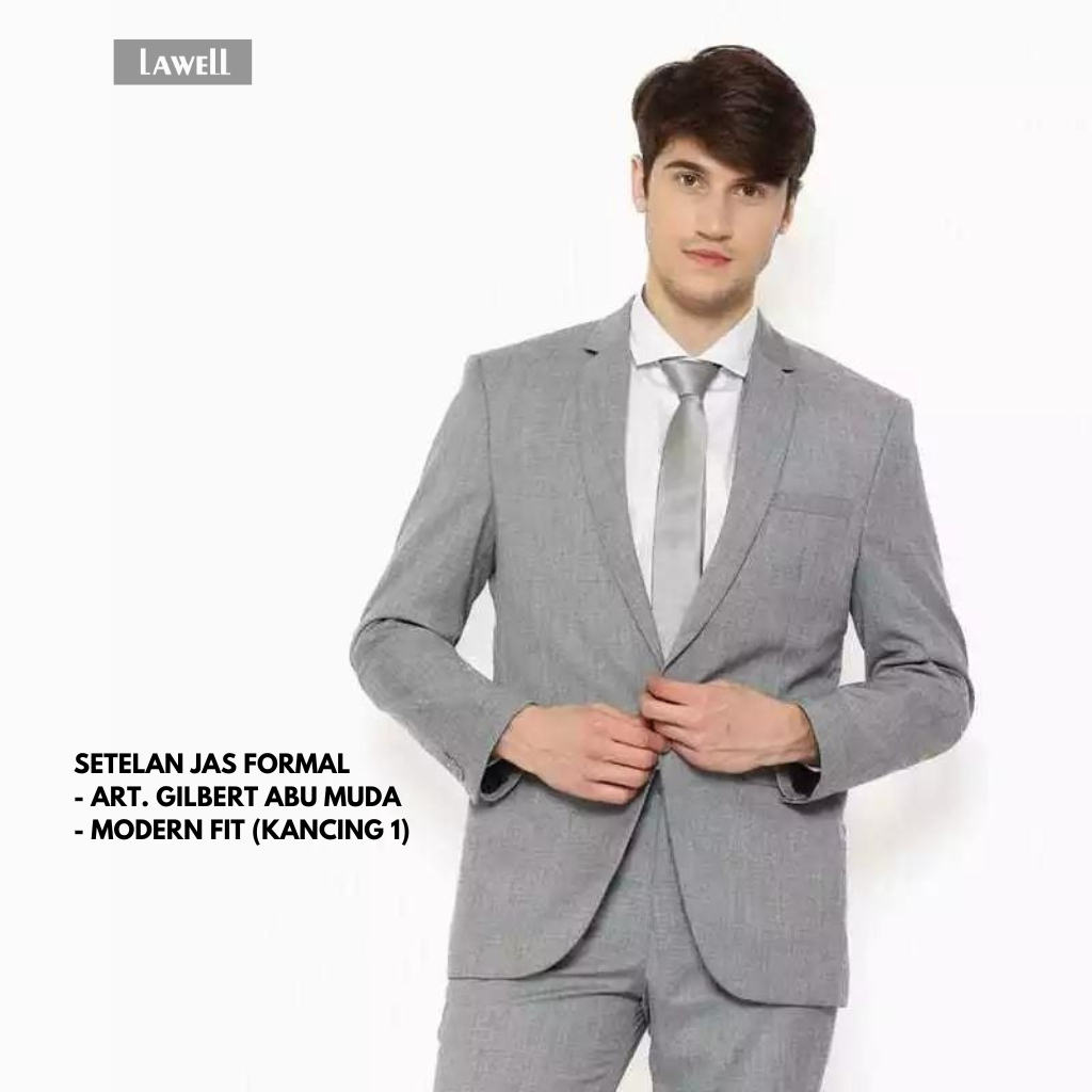 Jual Lawell Setelan Jas Pria Formal Modern Fit – Kancing Satu, Warna Abu Tua & Abu Muda | Shopee ...