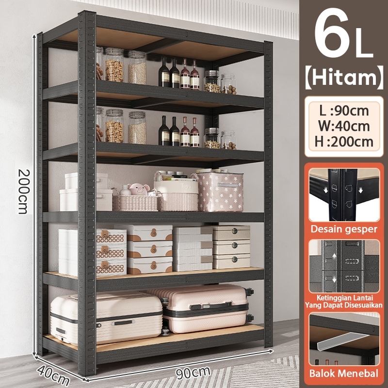 Jual 【100% BESI】Rak Besi Susun 120*40*200CM Rak besi siku 5 susun Rak barang Rak gudang Rak ...