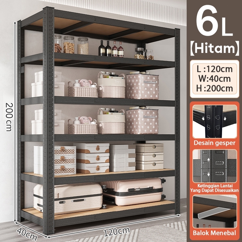 Jual 【100% BESI】Rak Besi Susun 120*40*200CM Rak besi siku 5 susun Rak barang Rak gudang Rak ...