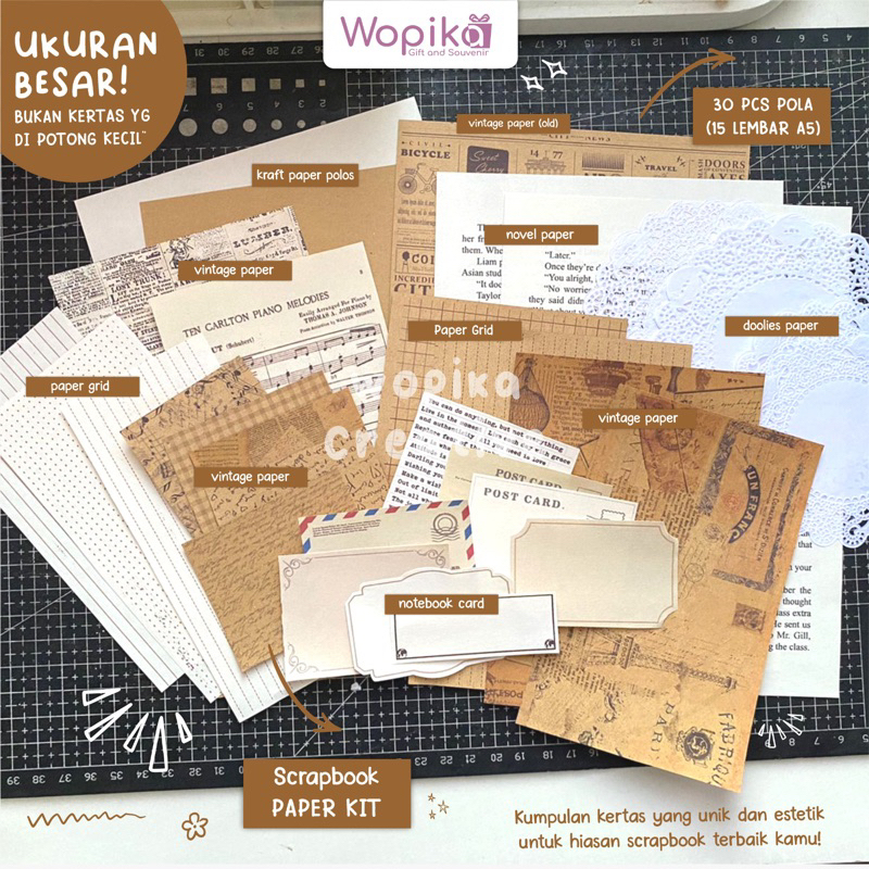 Jual JOURNALING KIT BESAR | PAPER KIT (TERMURAH) 15 LEMBAR ATAU 30PCS ...