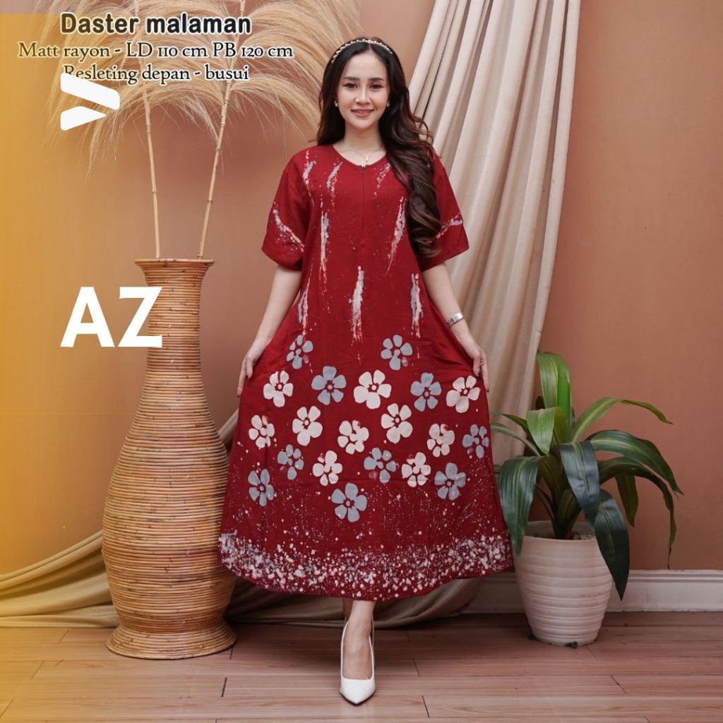 Jual Daster Cap Malaman Viral Anti Luntur Motif Merah Ada Saku Rayon ...