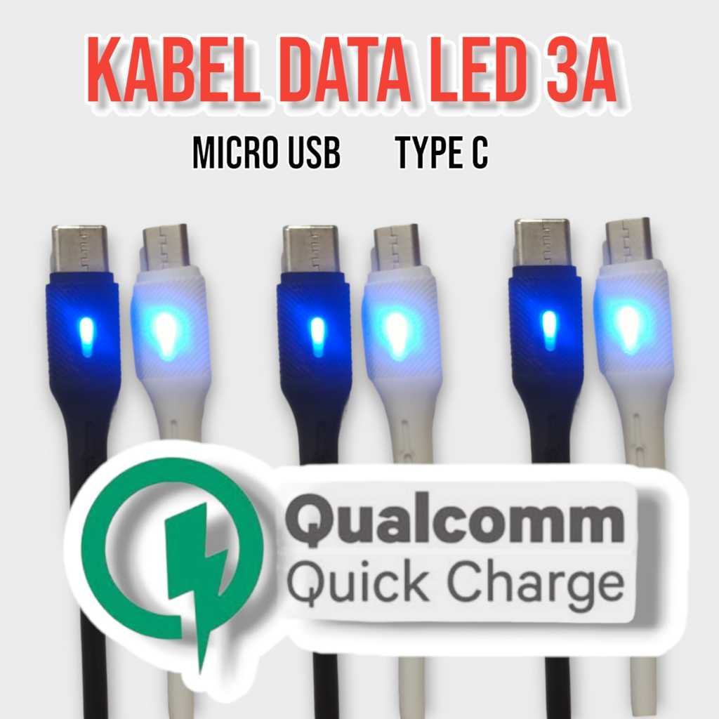 Jual [BEST SELLER] KABEL DATA LED INDIKATOR 3A FAST CHARGING 1M MICRO ...