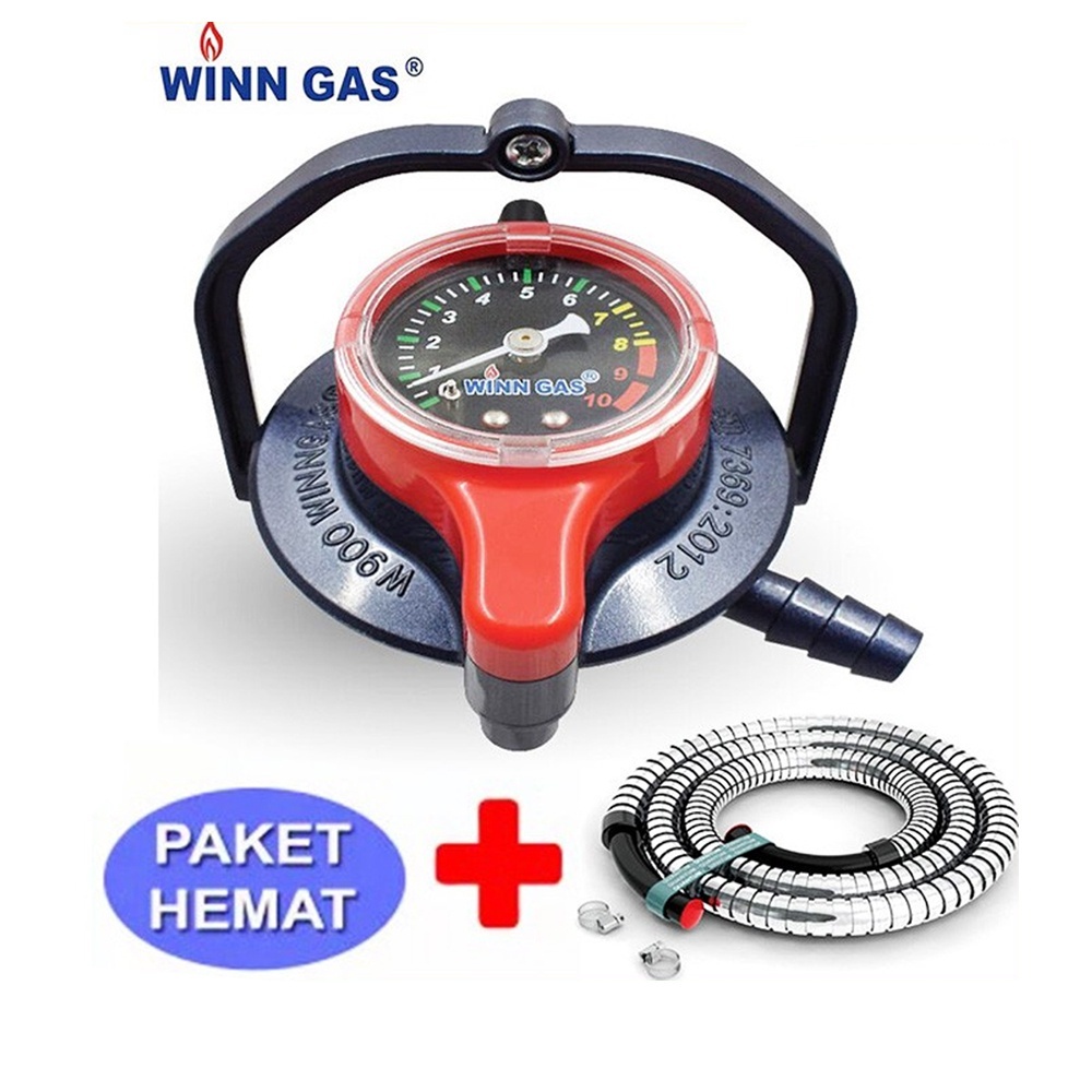 Jual REGULATOR PAKET SELANG WINN GAS DOUBLE LOCK W900M +SELANG FLEXIBLE ...