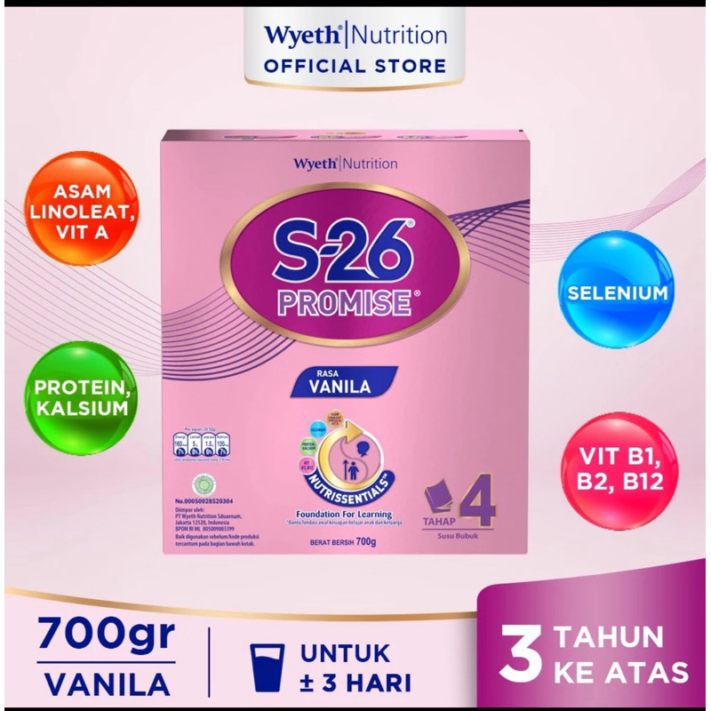 Jual S26 Promise Tahap 4 Susu Pertumbuhan Anak 3-12 Tahun Vanila 700g | Shopee Indonesia