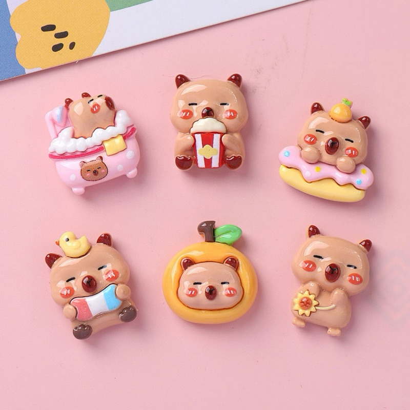 Jual 1set(6pcs) • Cute Capybara • Resin Clay Premium Glossy Capibara ...