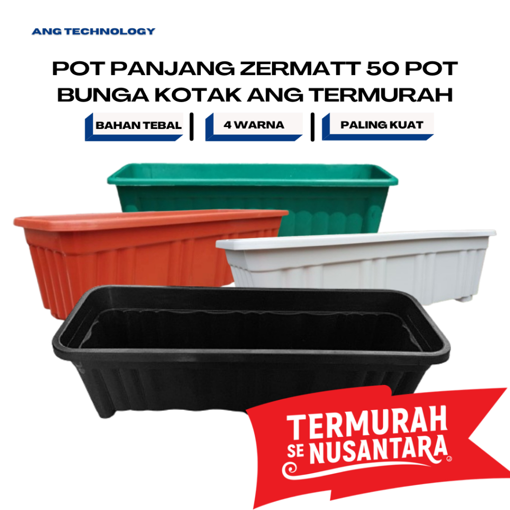 Jual Pot Panjang ZERMATT 50 ANG Putih Hitam Hijau Coklat Merah Bata Pot ...