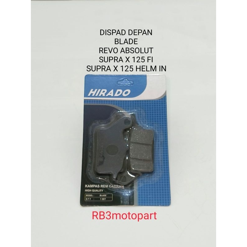Jual DISPAD KAMPAS REM DEPAN HIRADO BLADE REVO ABSOLUTE SUPRAX125 FI ...