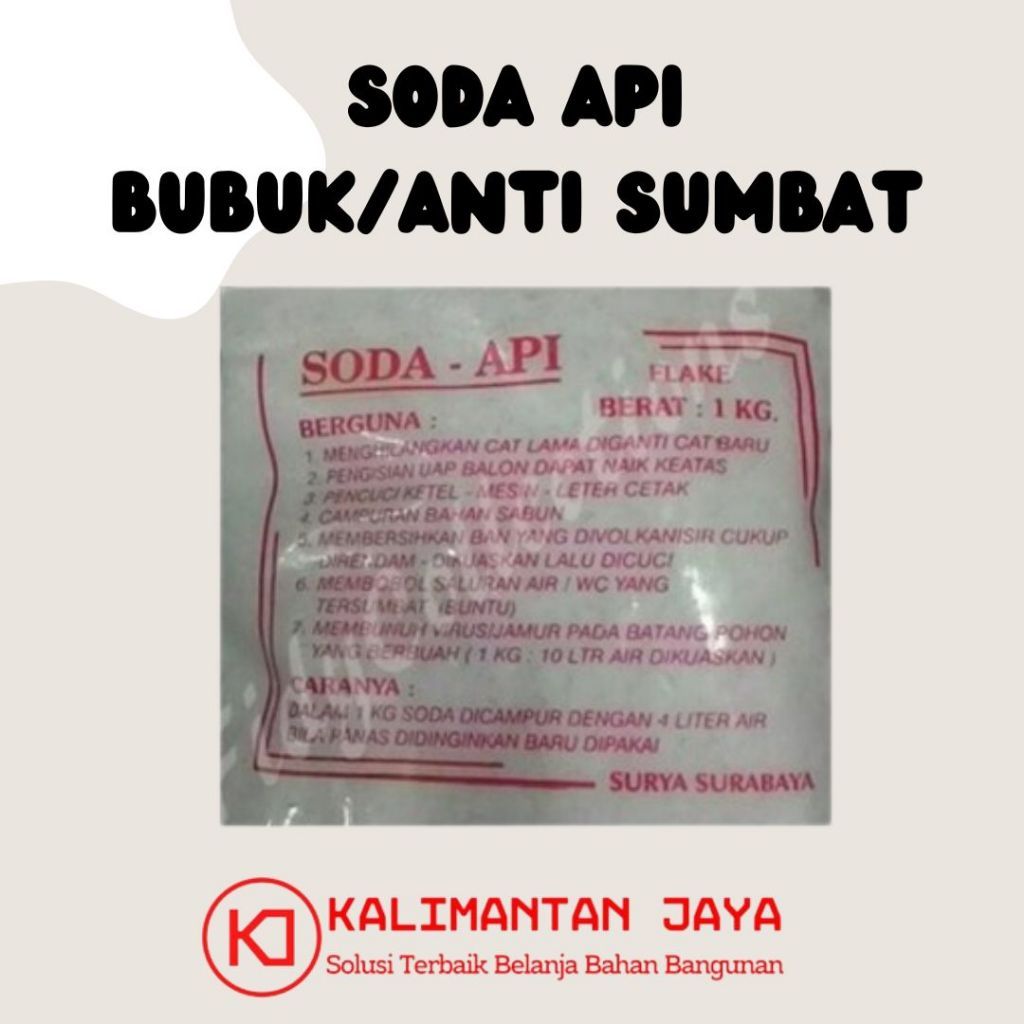 Jual SODA API BUBUK/LYE/ANTI SUMBAT 1/2kg | Shopee Indonesia