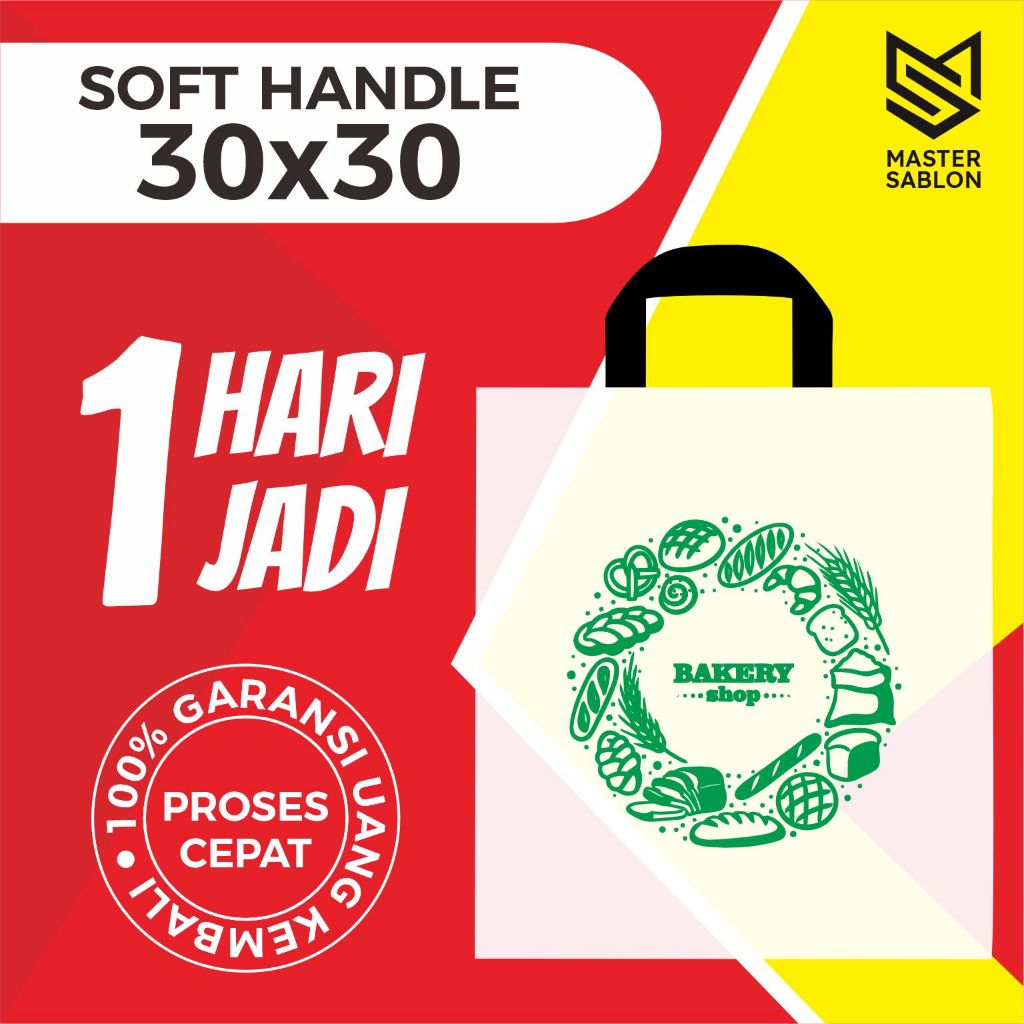 Jual Plastik sablon custom HD tali 30x30 soft handle free design ...