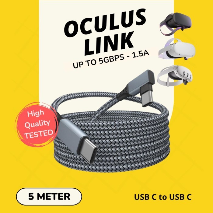 Jual VR Link Kabel Data Gaming Siku L 5M Type C to Type C Bisa Meta ...