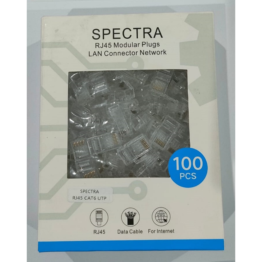 Jual Spectra Connector RJ45 Cat6 UTP Konektor RJ45 isi 100 Pcs | Shopee ...
