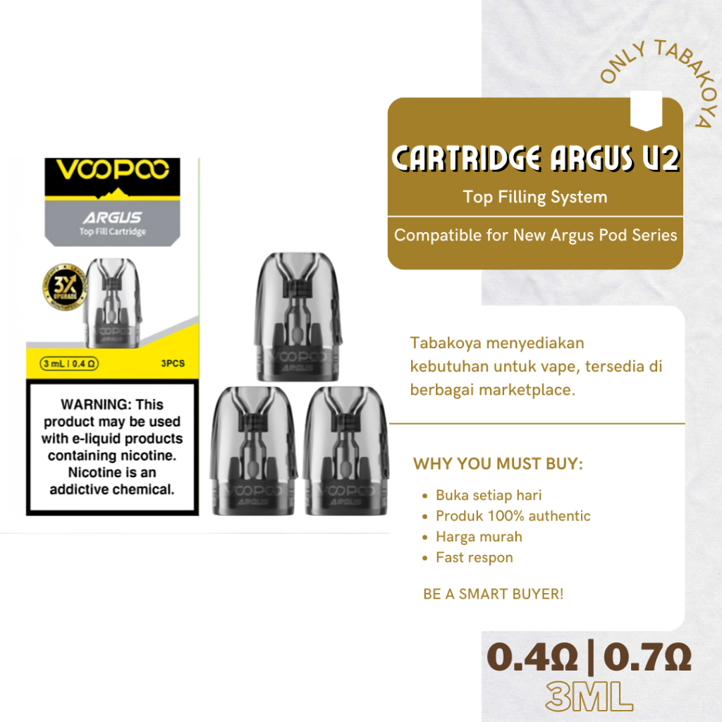 Jual Cartridge Argus Pod V2 Top Fill 3ML for P2 G2 Pod Kit Authentic by ...