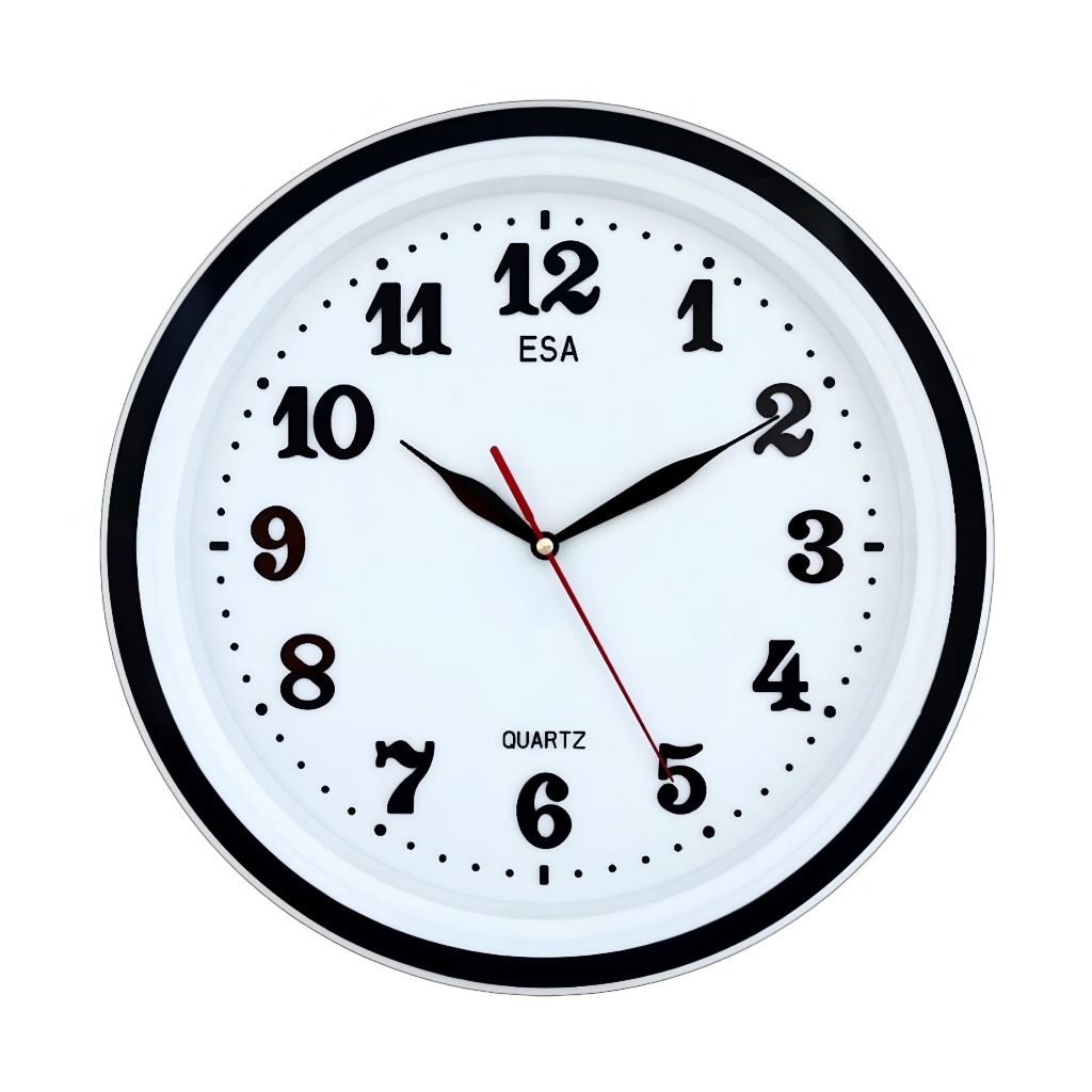 Jual ESA Jam Dinding Minimalis 30cm Warna Hitam Putih Quartz Movement ...