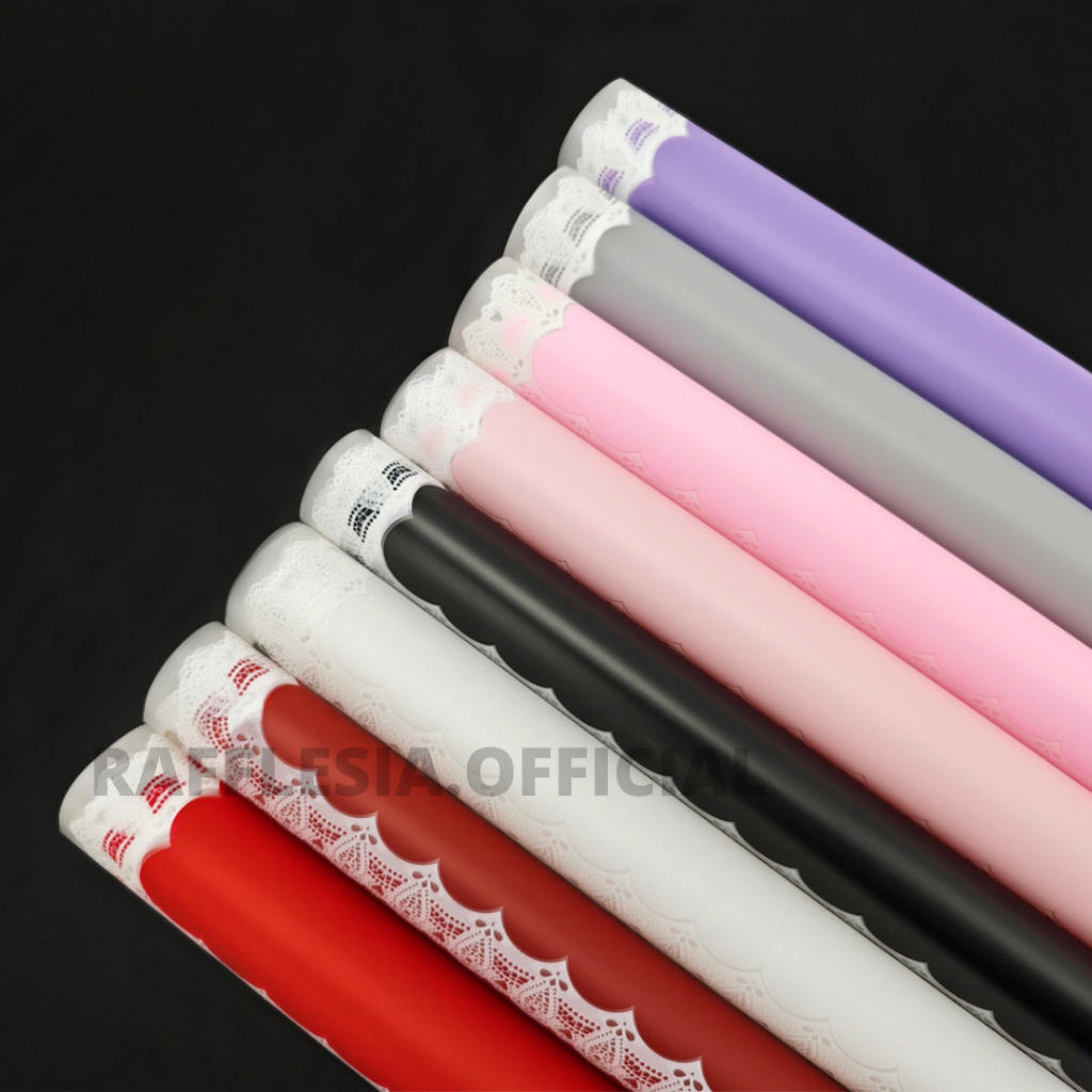 Jual [5 LEMBAR] Lace Frame Flower Wrapping Cellophane Paper Waterproof ...