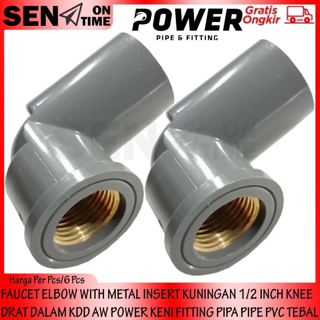 Jual FAUCET ELBOW KNEE DRAT DALAM KDD AW INSERT KUNINGAN POWER WITH METAL 1/2 INCH KENI FITTING ...